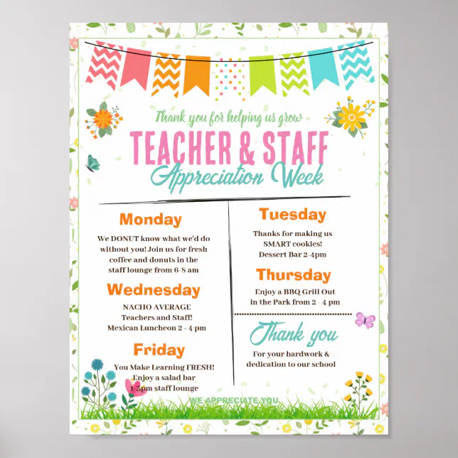 Spring Teacher and Staff Appreciation Flyer Poster | Zazzle