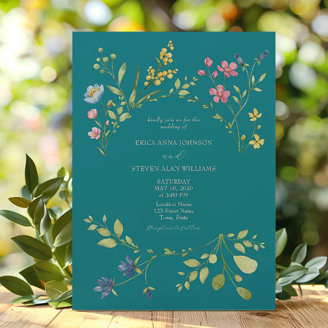 Spring Teal Wedding Invitation | Zazzle