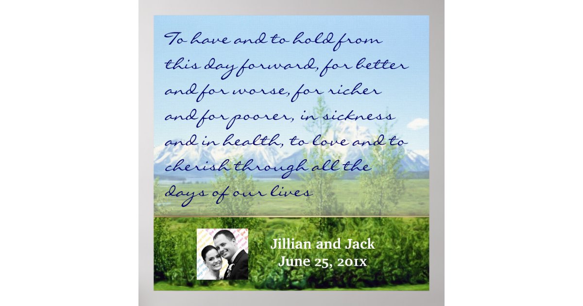 Spring Tetons WEDDING Vows Display Poster | Zazzle