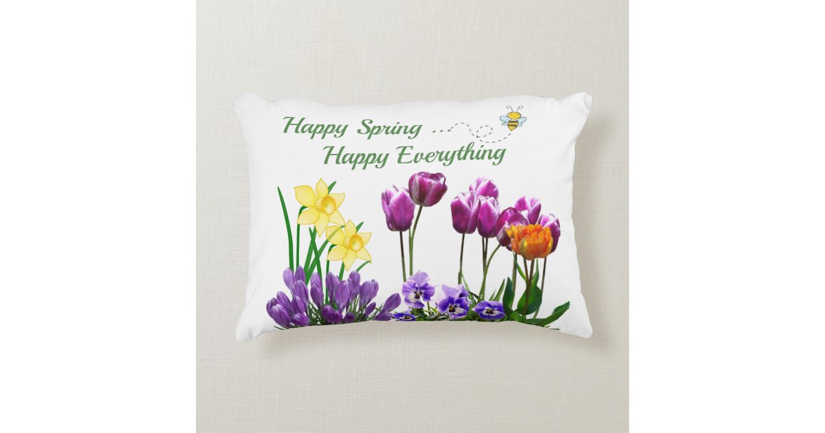 Spring Tulip Flower Pattern Accent Pillow | Zazzle
