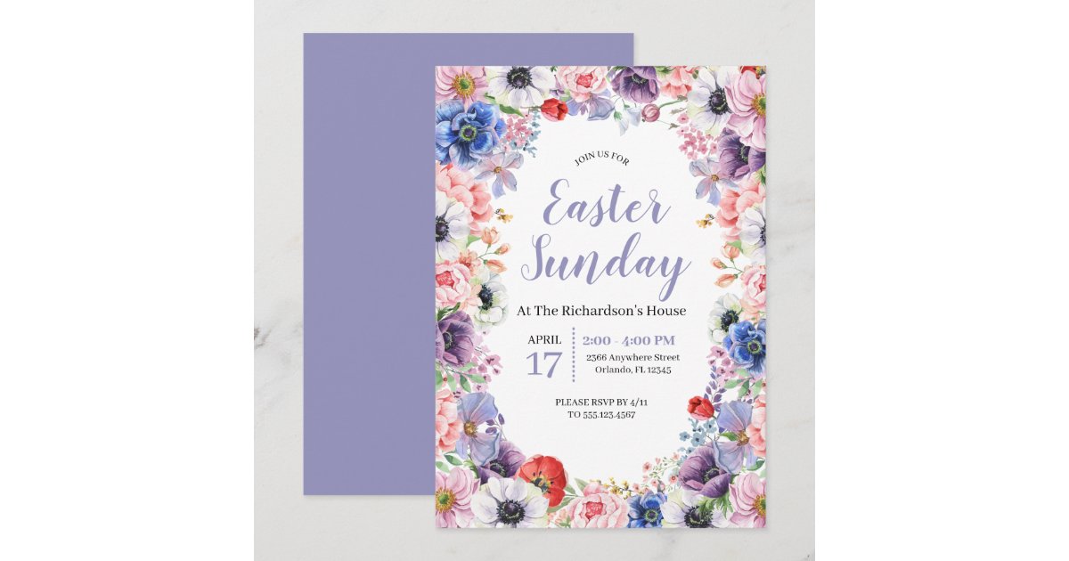 Spring Tulips Floral Easter Celebration Invitation | Zazzle