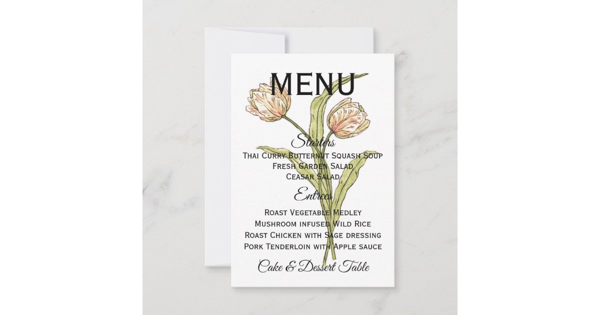 Spring Tulips Menu (fully customizable) Invitation | Zazzle