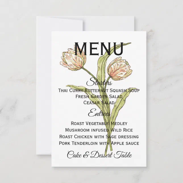 Spring Tulips Menu (fully customizable) Invitation | Zazzle