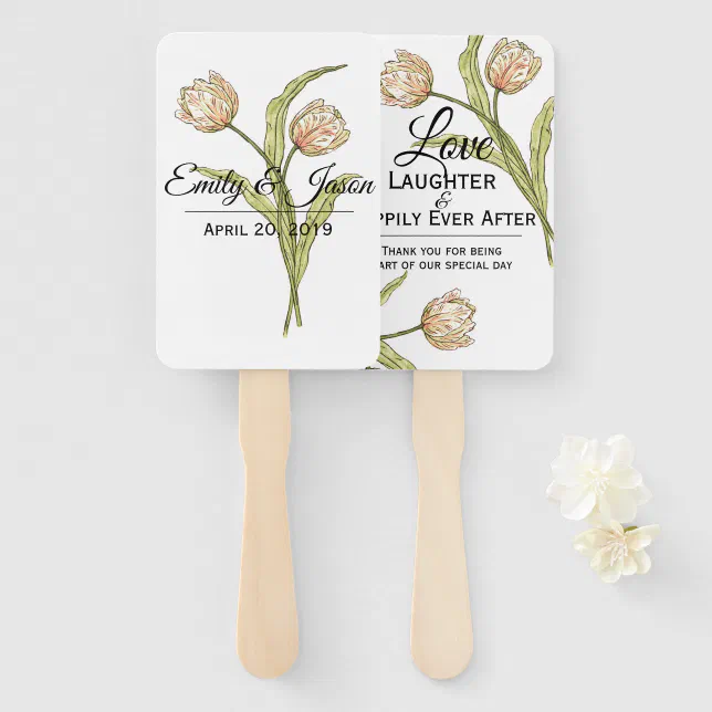 Spring Tulips wedding favor fans | Zazzle