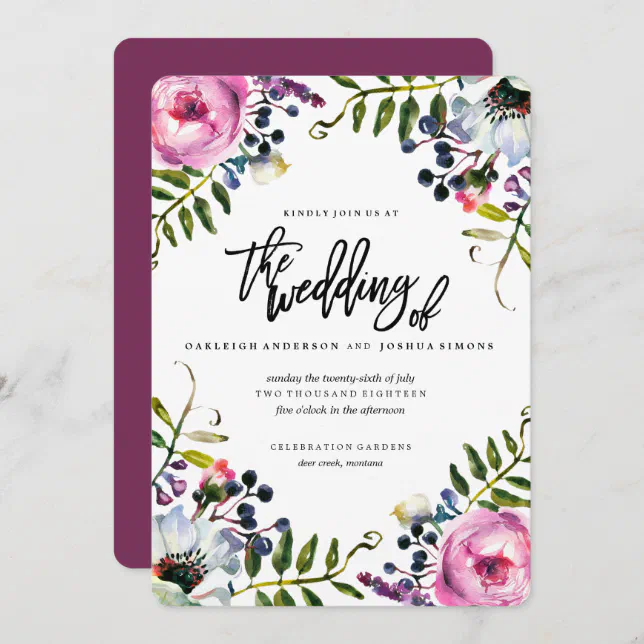 Spring Watercolor Flower Wedding Invitation | Zazzle