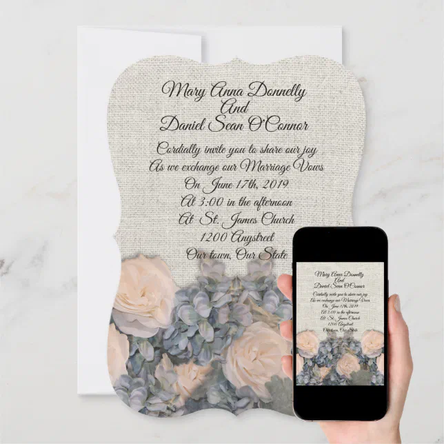 Spring wedding Invitations linen elegant | Zazzle