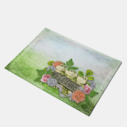 Spring - Welcome 3 Cute Frogs Doormat | Zazzle