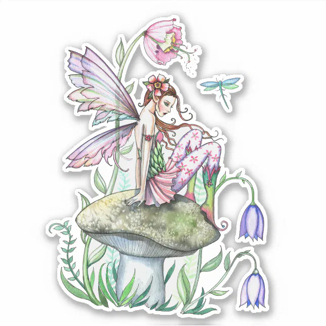 Spring Welcome Flower Fairy Fantasy Art Sticker | Zazzle