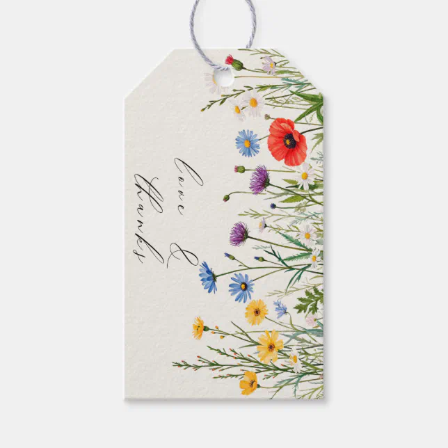 Spring Wild Flower Meadow Wedding Gift Tags | Zazzle