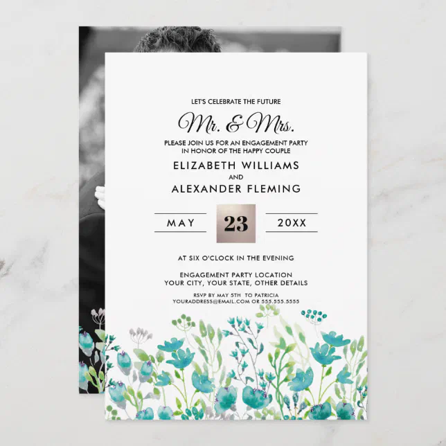 Spring Wild Meadow | Photo Engagement Party Invite | Zazzle