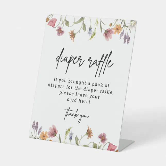 Spring Wildflower Baby Shower Diaper Raffle Sign | Zazzle