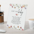 Spring Wildflower Baby Shower Don't Say Baby Game Pedestal Sign | Zazzle
