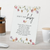 Spring Wildflower Baby Shower Don't Say Baby Game Pedestal Sign | Zazzle