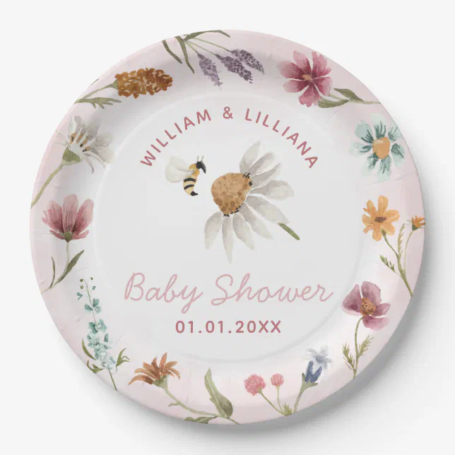 Spring Wildflower Baby Shower Paper Plates | Zazzle