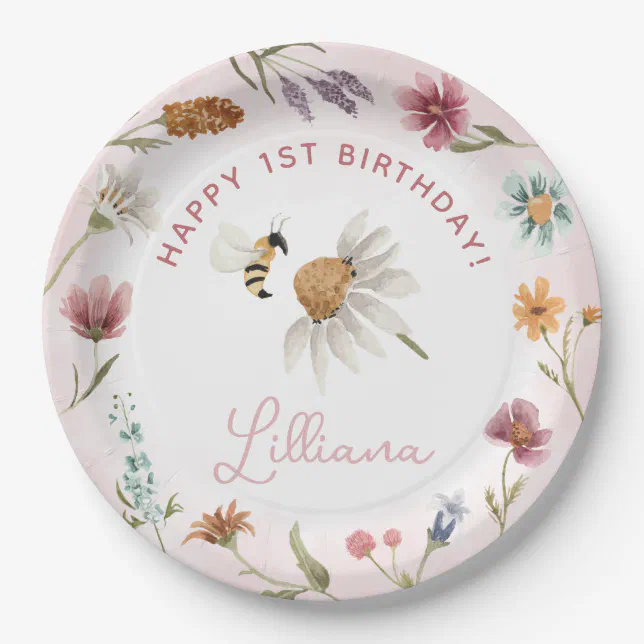 Spring Wildflower Birthday Party Paper Plates | Zazzle