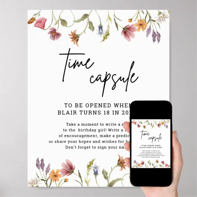 Spring Wildflower Birthday Time Capsule Sign | Zazzle
