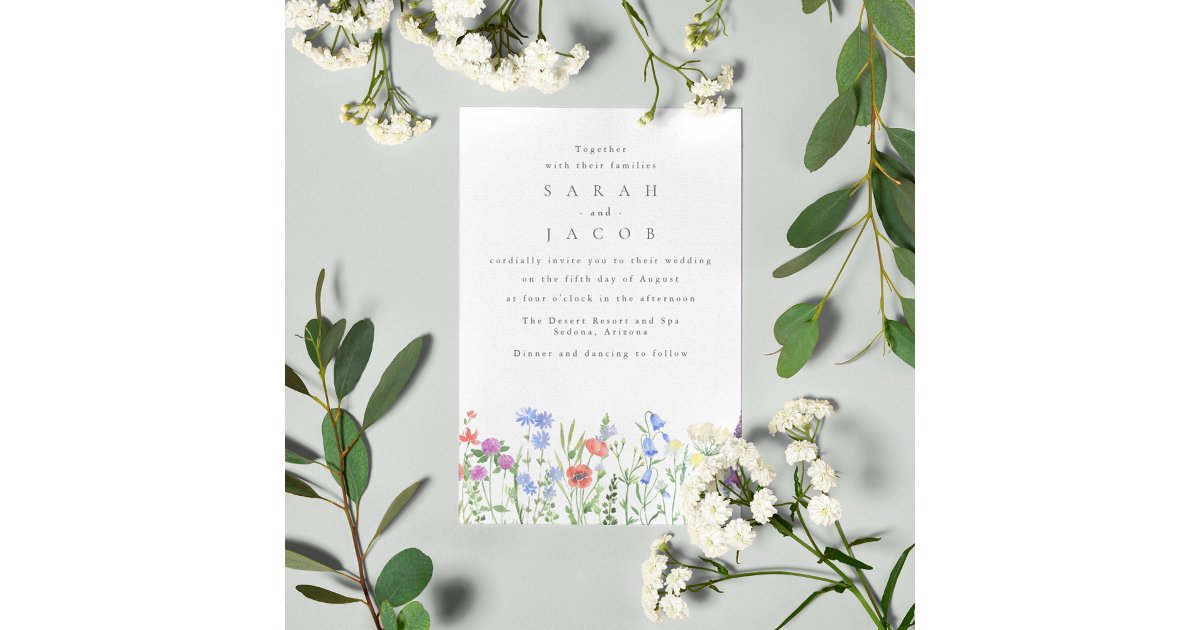 Spring Wildflower Boho Garden Wedding Invitation | Zazzle