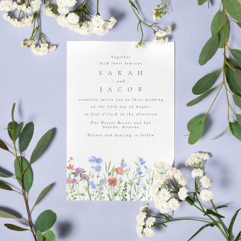 Spring Wildflower Boho Garden Wedding Invitation | Zazzle