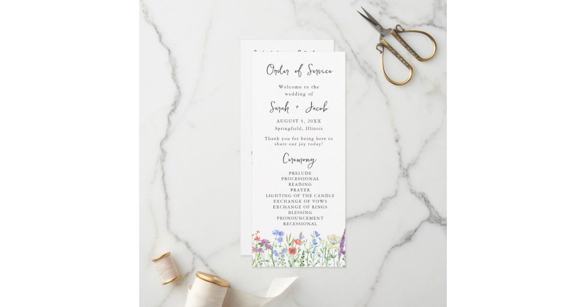 Spring Wildflower Boho Garden Wedding Program | Zazzle