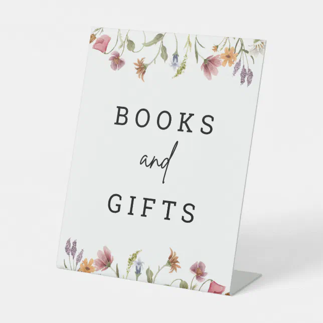 Spring Wildflower Books and Gifts Table Sign | Zazzle