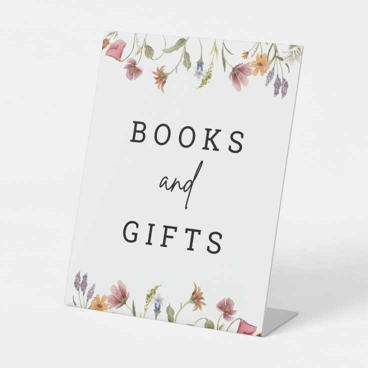 Spring Wildflower Books and Gifts Table Sign | Zazzle