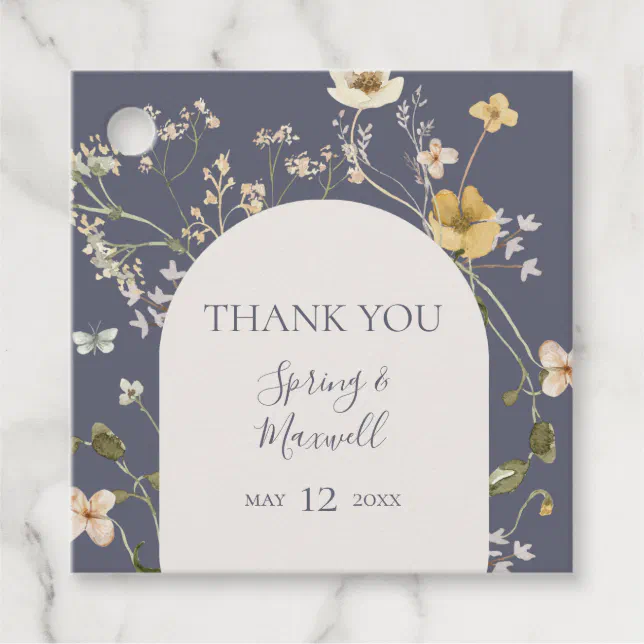 Spring Wildflower | Dusty Purple Thank You Favor Tags | Zazzle