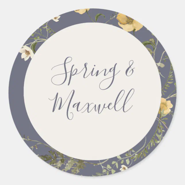 Spring Wildflower | Dusty Purple Wedding Classic Round Sticker | Zazzle
