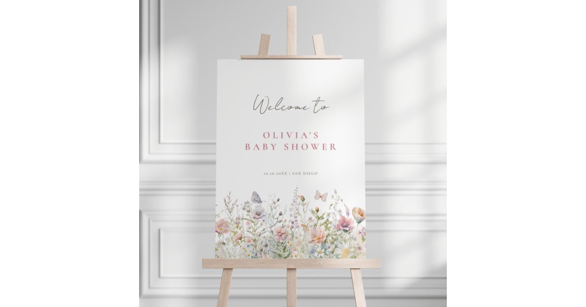 Spring Wildflower Field Baby Shower Welcome Sign | Zazzle