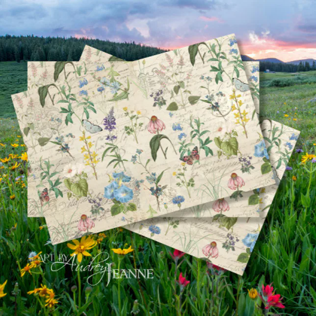 Spring Wildflower Floral Meadow Ephemera Decoupage Tissue Paper | Zazzle