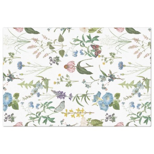Spring Wildflower Floral Meadow Vertical Decoupage Tissue Paper | Zazzle