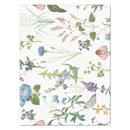 Spring Wildflower Floral Meadow Vertical Decoupage Tissue Paper | Zazzle