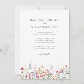 Spring Wildflower Floral Wedding Invitation | Zazzle