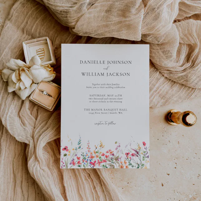 Spring Wildflower Floral Wedding Invitation | Zazzle