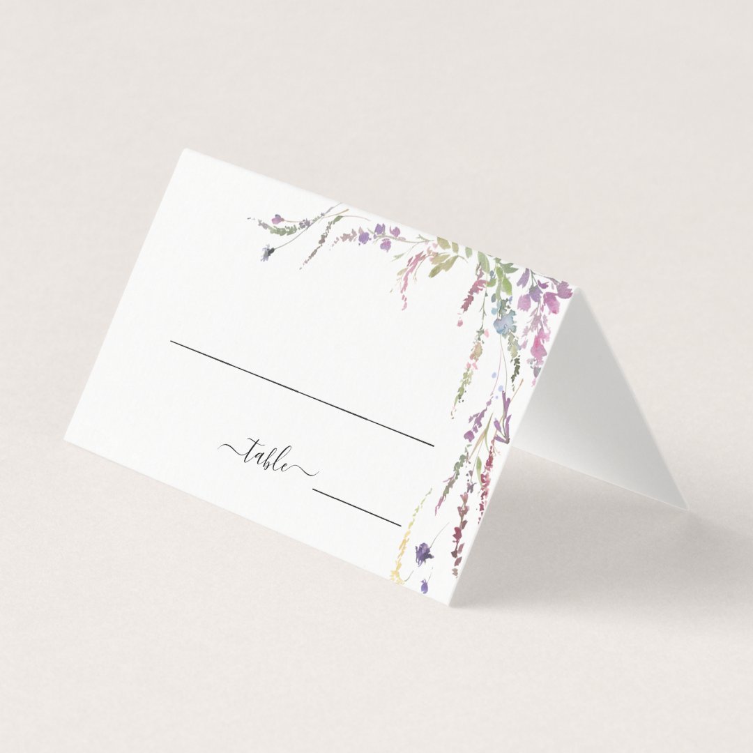 Spring Wildflower Floral Wedding Place Card | Zazzle