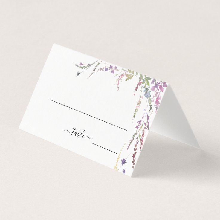 Spring Wildflower Floral Wedding Place Card | Zazzle