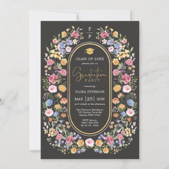 Spring Wildflower Garden Graduation Chalkboard Invitation | Zazzle