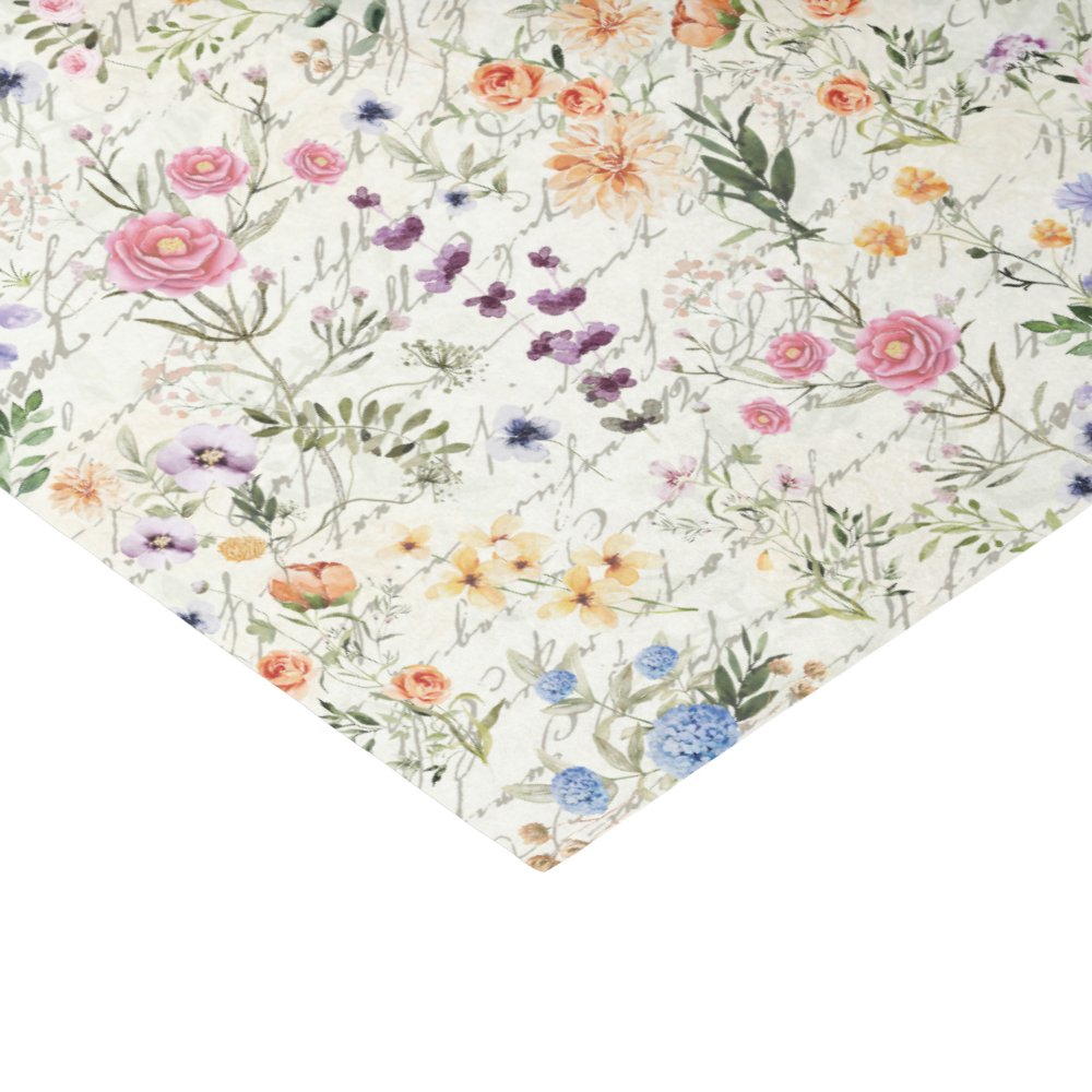 Spring Wildflower Handwriting Script Decoupage Tissue Paper
