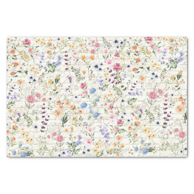 Spring Wildflower Handwriting Script Decoupage Tissue Paper | Zazzle