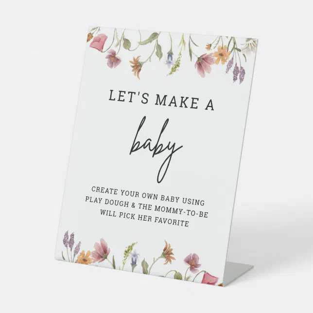 Spring Wildflower Let's Make A Baby Dough Game Pedestal Sign | Zazzle