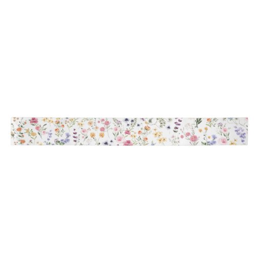 Spring Wildflower Meadow Flower Garden Greenery Satin Ribbon | Zazzle