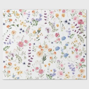 Spring Wildflower Meadow Flower Garden Greenery Wrapping Paper | Zazzle