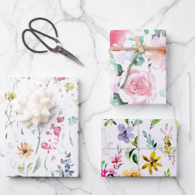 Spring Wildflower Meadow Flower Garden Greenery Wrapping Paper Sheets ...