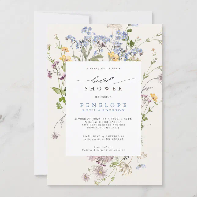 Spring Wildflower Meadow Garden Bridal Shower Invitation | Zazzle