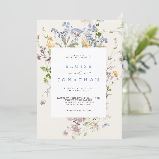 Spring Wildflower Meadow Garden QR Code Wedding Invitation | Zazzle