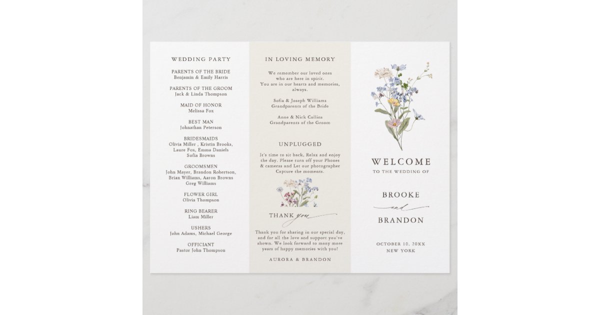 Spring Wildflower Meadow Garden Wedding Program | Zazzle