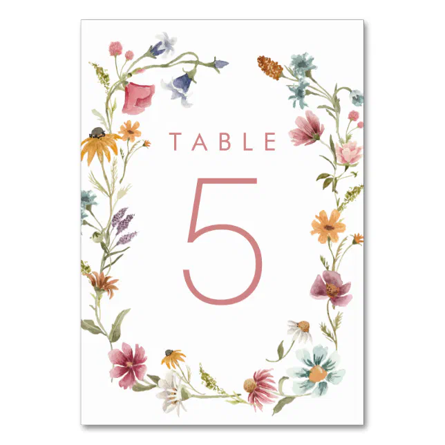 Spring Wildflower Party Floral Table Numbers | Zazzle