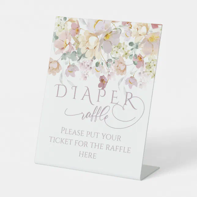 Spring Wildflower Purple Girl Baby Shower diaper Pedestal Sign | Zazzle
