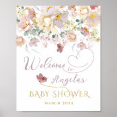 Spring Wildflower Purple Girl Baby Shower welcome Poster | Zazzle