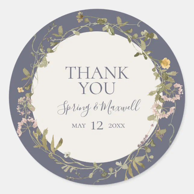 Spring Wildflower | Purple Thank You Favor Sticker | Zazzle
