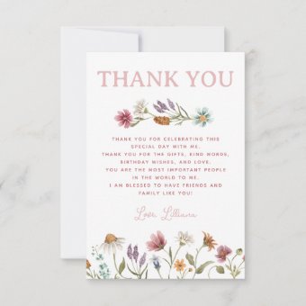 Spring Wildflower Thank You Card | Zazzle